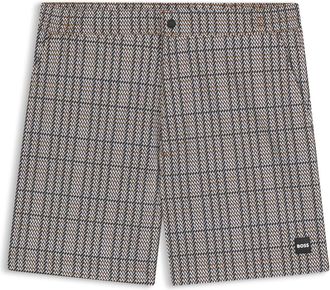 BOSS Herren Beach to Badeshorts mit feinem Print und Logo-Aufn&auml;her Schwarz001 XXL