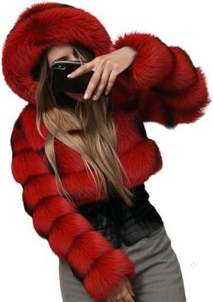 Generic Vestes pour femmes 2026 Fausse veste avec capuche Manteau polaire court &agrave; manches longues M&eacute;lange v&ecirc;tements dext&eacute;rieur pour lhiver chaud et confort, R