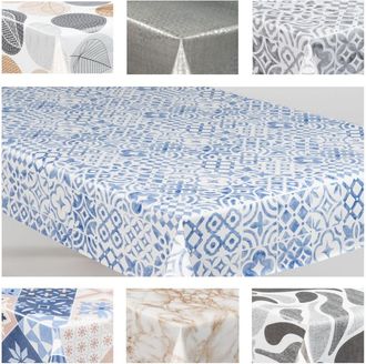 Laro Wachstuch-Tischdecke Wachstischdecke Gartentischdecke, Muster:Kacheln Mosaik, Größe:100x120