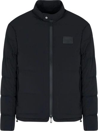 Emporio Armani Homme, Vestes, Noir, Taille: 3XL Manteau Noir Matelassé en Plumes