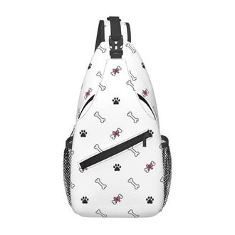 Generic Amoureux Des Os De Chien, Des Noeuds Papillon Et Des Coeurs Sac &Agrave; Bandouli&egrave;re Multifonctionnel Sling Bag Antivol Sac Poitrine Pour Shopping Voyage Cyc