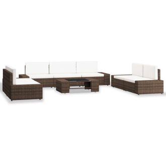 vidaXL Vidaxl - Salon de jardin 8 pcs R&eacute;sine tress&eacute;e Marron