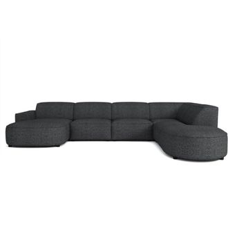 KAISER Gro&szlig;es modulares Sofa v California round Stoff Luna/Cruse Luna Schwarz Rechts