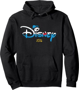Disney Donald Duck Script Logo 2026 Vacation Trip Matching Pullover Hoodie