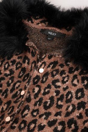 Next Minikleid Mini-Strickkleid mit Kunstfellkragen (1-tlg)