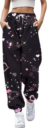 Generic Pantalon de sport pour la Saint-Valentin 2026 - Taille haute - Doux - Imprim&eacute; - Pour tous types de loisirs, Noir, 3XL