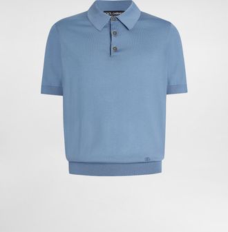Dolce & Gabbana Silk Polo Shirt - Mann Strickwaren Azure 50