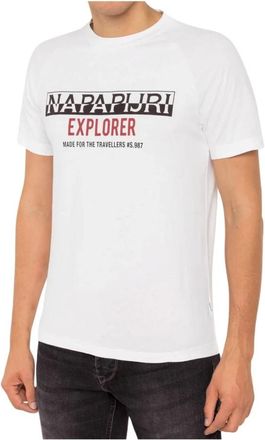 Napapijri Homme, Tops, Blanc, Taille: XL T-shirt &agrave; manches courtes