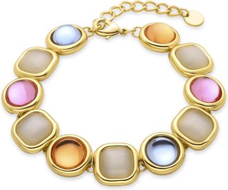 Luxenter Armband aus mehrfarbigem Kristall, 18 Karat Gelbgold, Einheitsgröße, Messing, Cristal
