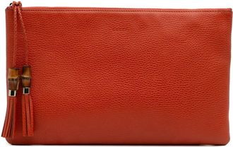 Gucci Clutches - Calfskin Bamboo Tassel Clutch - Gr. unisize - in Orange - f&uuml;r Damen