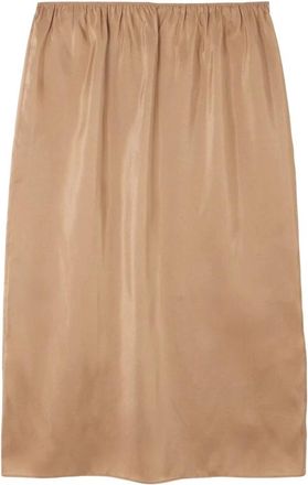 Carven Femme, Jupes, Brun, Taille: 36 FR Silk Satin Midi Skirt
