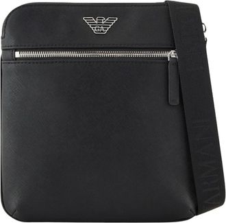 Emporio Armani Homme, Sacs, Noir, Taille: ONE Size ASV Sac Bandouli&egrave;re en Cuir Saffiano