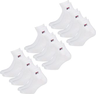 Fila Quarter Sneaker Socken 9 Paar Weiß Grau Schwarz Herren Damen Alltag Füssling Bunt F9303, Farbe:Weiss, Socken Neu:39-42