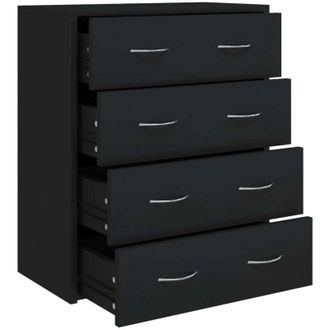 vidaXL Kommode mit 4 Schubladen 60&times;30,5&times;71 cm Schwarz Vidaxl