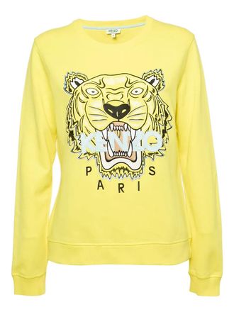 Kenzo sweat en coton à broderies - Jaune