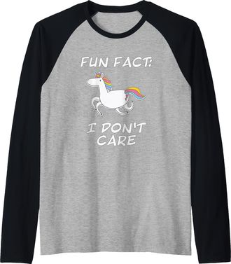 Jimbeels Fun Fact Einhorn I Dont Care - Lustiger Einhorn Spruch Raglan