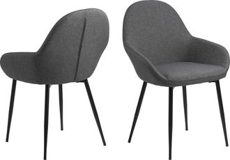 AC Design Furniture Julie Esszimmerst&uuml;hle 2er Set, L: 57.5 x B: 60 x H: 84 cm, Grau/Schwarz/Schwarz, Stoff/Metal, 2 Stk
