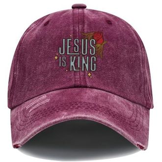 Generic Jesus is King Casquette de baseball, casquette J&eacute;sus, casquette chr&eacute;tienne Dieu, unisexe, Rouge vin fonc&eacute; 1, 53