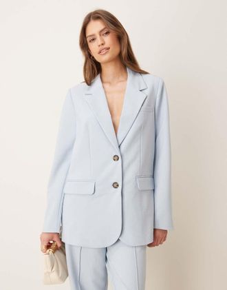Vero Moda Blazer oversize densemble &agrave; boutons effet &eacute;caille de tortue - Bleu ciel
