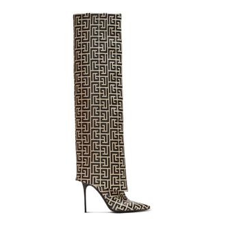 Balmain Femme, Chaussures, Noir, Taille: 36 EU Bottes Ariel en cuir monogramme