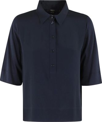 Seventy Femme, Tops, Bleu, Taille: 38 FR Polo Tricot Bleu Fermeture &agrave; Boutons