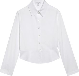 Alaia Chemise Basque en Popeline de Coton - Femme - Blouses et Chemises - Blanc - Taille: 38 FR