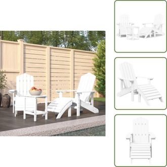 vidaXL Adirondack-Gartenst&uuml;hle mit Hocker & Tisch hdpe Wei&szlig; - Gartenst&uuml;hle - Adirondack St&uuml;hle - Outdoor M&ouml;bel - Gartenm&ouml;bel Set - Gartenlounge