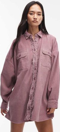 Asos Robe chemise oversize &agrave; poches - Lilas d&eacute;lav&eacute;-Violet