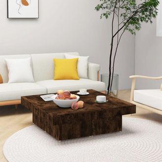 vidaXL Table basse Ch&ecirc;ne fum&eacute; 90x90x28 cm Bois ding&eacute;nierie