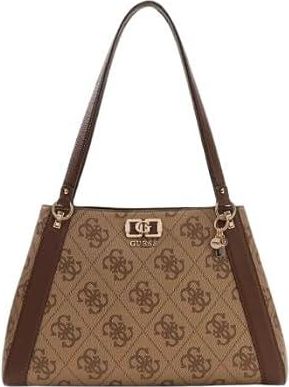 Guess Sac &agrave; main/&eacute;paule Karnilla logo lait logo/brun Taille du sac: Grand