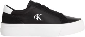 Calvin Klein Damen Vulcanized Sneaker Flatform Nylon Mix mit Logo, Schwarz (Black/Bright White), 38