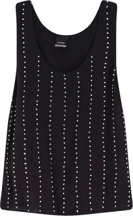Pinko Pinko, Femme, Tops, Noir, Taille: 42 FR Top Sans Manches &agrave; Encolure Arrondie