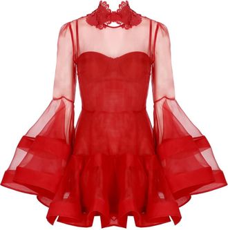 Zimmermann Femme, Robes, Rouge, Taille: 36 FR Rebellion Lantern Mini Dress