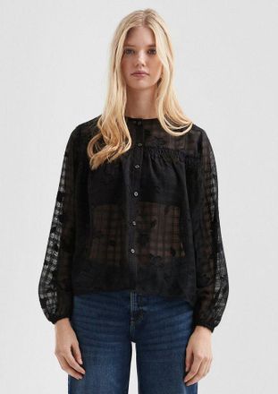 QS by s.Oliver Langarmbluse Bluse Leicht transparente Chiffonbluse