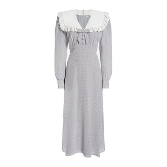 Alessandra Rich Ruffled Polka Dot Midi Dress - - Dresses - Damen - Grau - L
