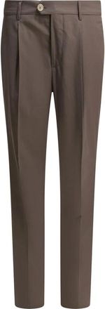 Brunello Cucinelli Homme, Pantalons, Brun, Taille: 2XL Pantalon Pliss&eacute; en Laine