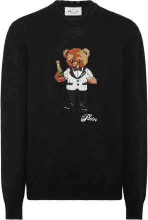 Philipp Plein Homme, Pulls, Noir, Taille: XL Pull Tricot Col Rond Teddy
