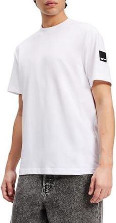 Karl Lagerfeld Homme T-Shirt &Agrave; Manches Courtes avec Patch en Caoutchouc Coupe R&eacute;guli&egrave;re, Blanc, XL