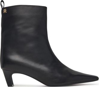 Tommy Hilfiger Stiefeletten Tommy Hilfiger Kitten Heel Leather Ankle Boot FW0FW09669 Schwarz