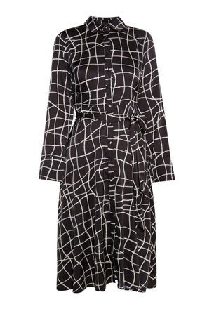 Dreimaster Dreimaster Midikleid Damen schwarz-wollwei&szlig;