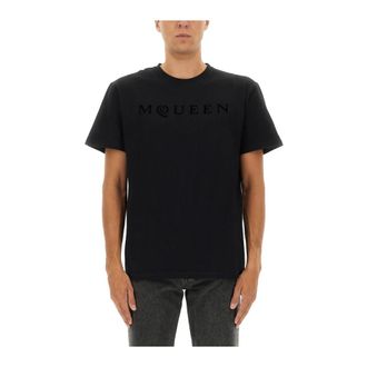 Alexander McQueen Flock-Logo T-Shirt - - Tops - Herren - Schwarzk - L