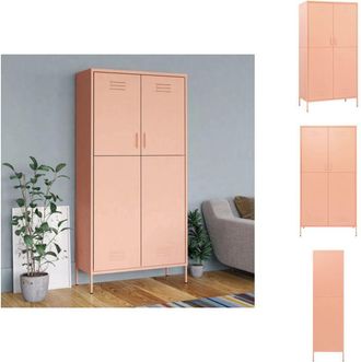 vidaXL Kleiderschrank Rosa 90x50x180 cm Stahl - Schlafzimmerm&ouml;bel - Kleiderschrank - Rosa Kleiderschrank - Garderobe - Aufbewahrungsraum
