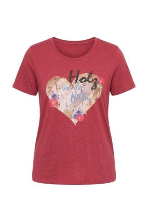 Ulla Popken T-Shirt T-Shirt Herz Classic Rundhals Halbarm