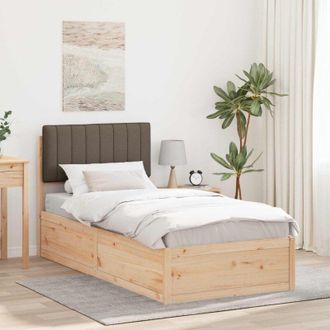 vidaXL vidaXL Cadre de lit avec t&ecirc;te de lit rembourr&eacute;e Taupe 90 x 200 cm