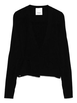 Allude cardigan nervuré à design drapé - Noir