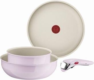 T-fal Ingenio Serenity, Batterie de cuisine 4pi&egrave;ces, Rev&ecirc;tement antiadh&eacute;sif, Poign&eacute;e amovible s&eacute;curis&eacute;e, Design empilable, L8304S04