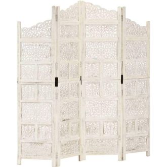 vidaXL Cloison de s&eacute;paration 4 panneaux Blanc 160x165 cm Bois manguier Vidaxl