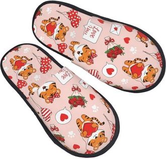 Generic L&eacute;g&egrave;re Peluche Pantoufles Tigre aime Chausson Maison Respirant Chaussons Femme pour Hiver Int&eacute;rieur Femme L