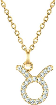 Glanzst&uuml;cke M&uuml;nchen Halskette - Sterling Silber Halskette Zirkonia Sternzeichen St - Gr. unisize - in Gold - f&uuml;r Damen