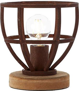 Brilliant Tischlampe im Vintage Stil - dekorative Tischleuchte - FSC zertifiziert - mit Schnurzwischenschalter aus Metall/Holz,in rost - Ø 18cm, Rostfarbend, 92